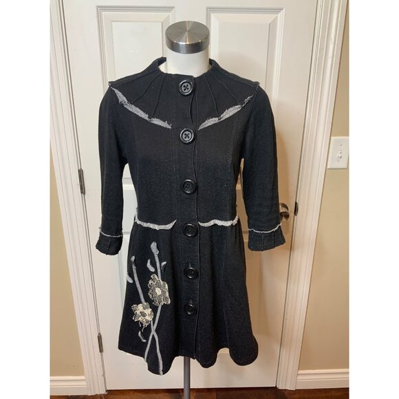 Nick & Mo | Jackets & Coats | Nick Mo Long Black French Terry Cloth ...